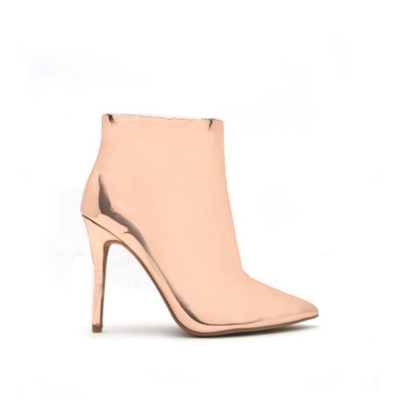 Shoes | Rose Gold Metallic Ankle Booties | Poshmark